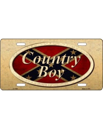 Country Boy Confederate Flag no fade car tag